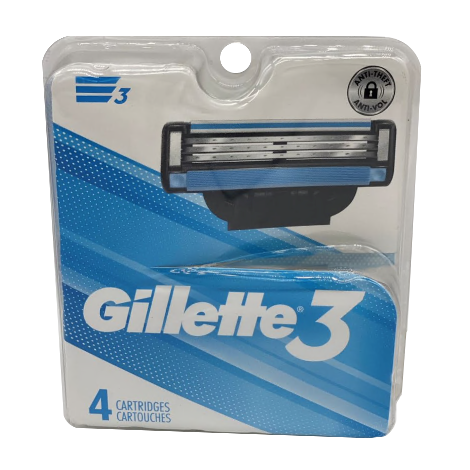 Gillette 3 Men's Razor Blade Refills - 4 ct – Beautykom